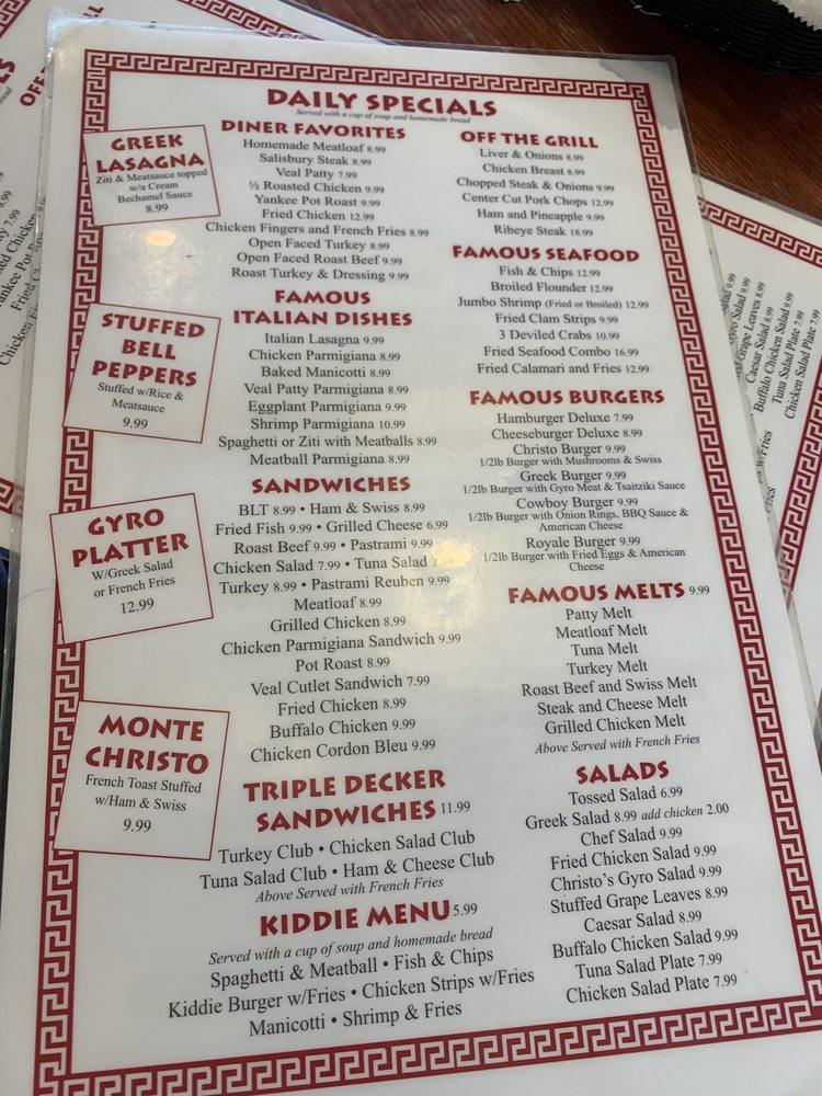 Menu at Steve's Famous Diner restaurant, Daytona Beach, N Atlantic Ave
