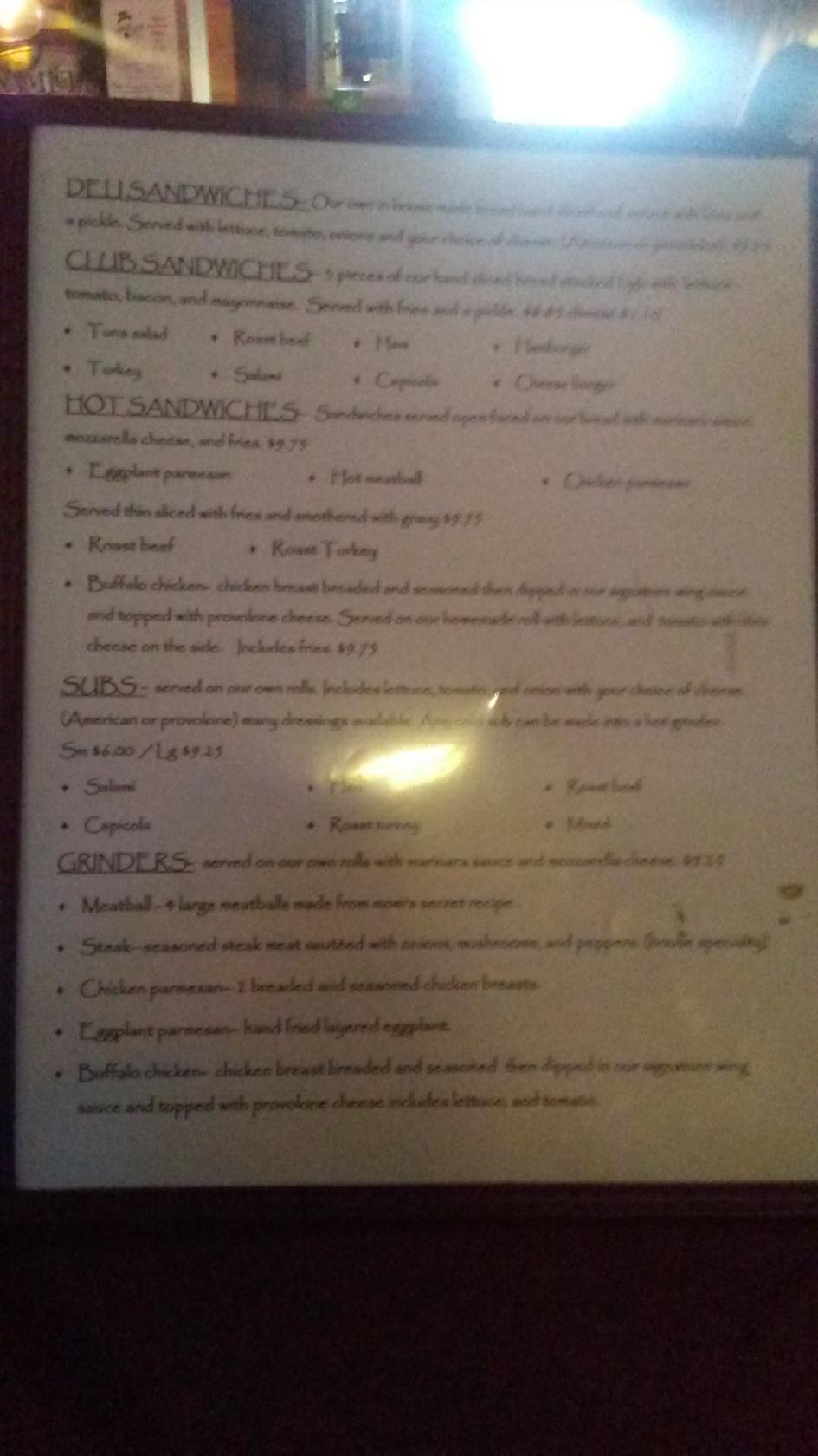 Menu at The Rockton House pizzeria, Amsterdam