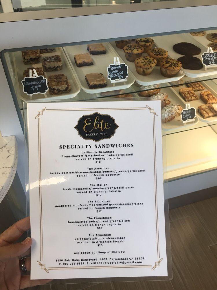 Menu at Elite Bakery Cafe, Carmichael