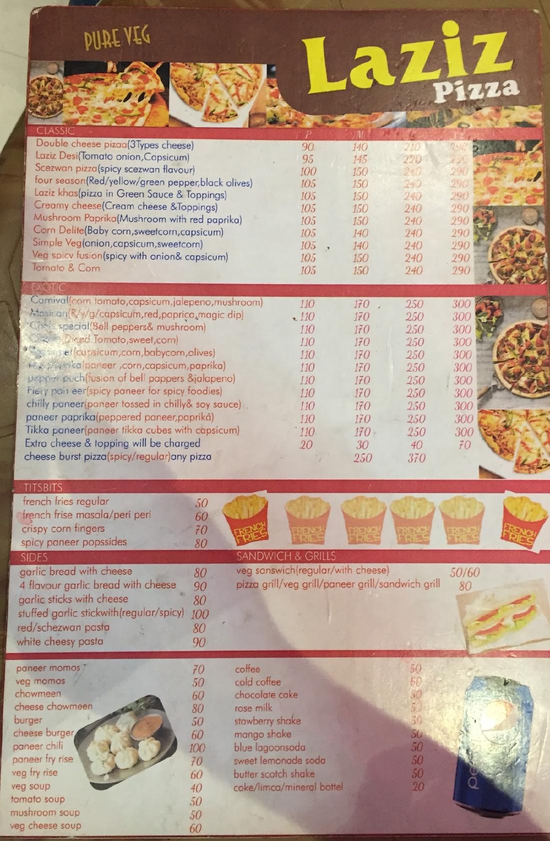 Menu at Laziz Pizza Gonda, Gonda