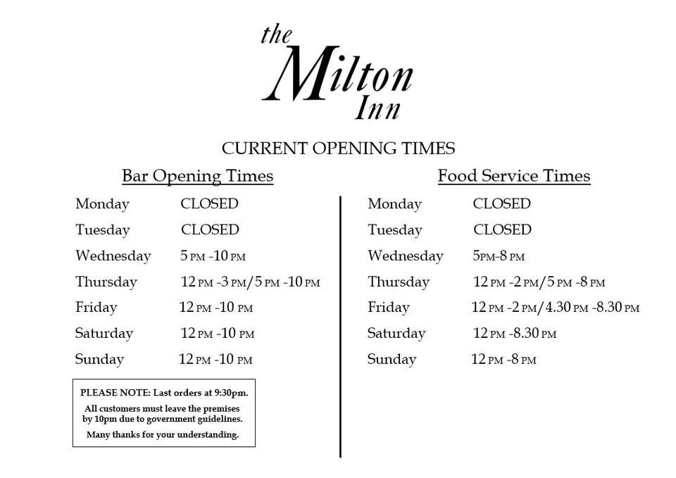 Menu at Milton Inn pub & bar, Dundee