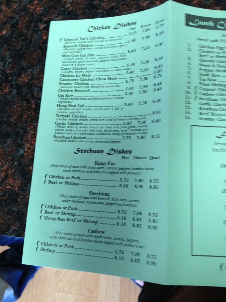 Menu at New Star Express restaurant, Warren