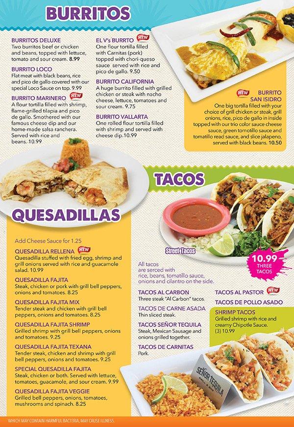 Menu at Señor Tequila Grill & Bar, Winder