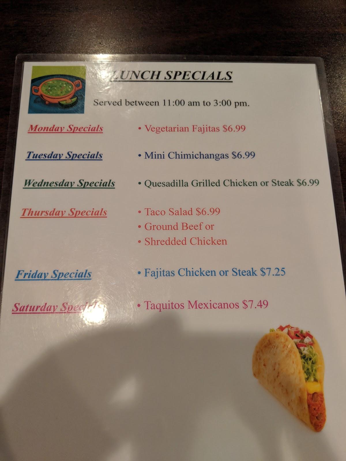 Menu at Arandas Mexican Restaurant, Frankfort