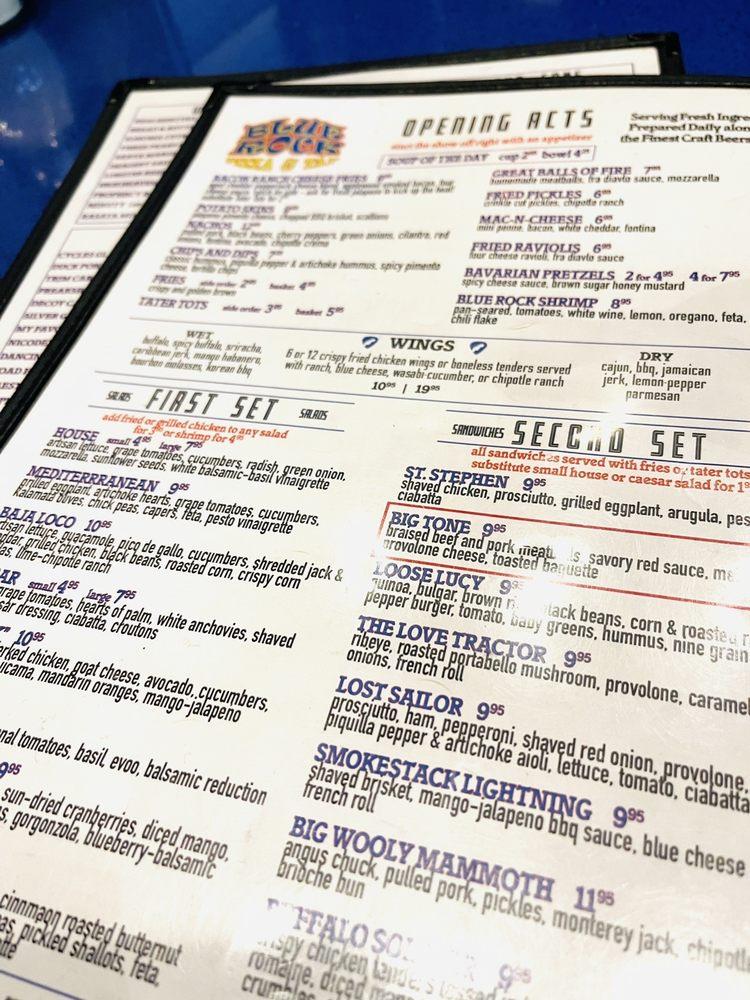 Carta del pub y bar Blue Rock Pizza & Tap, Greensboro