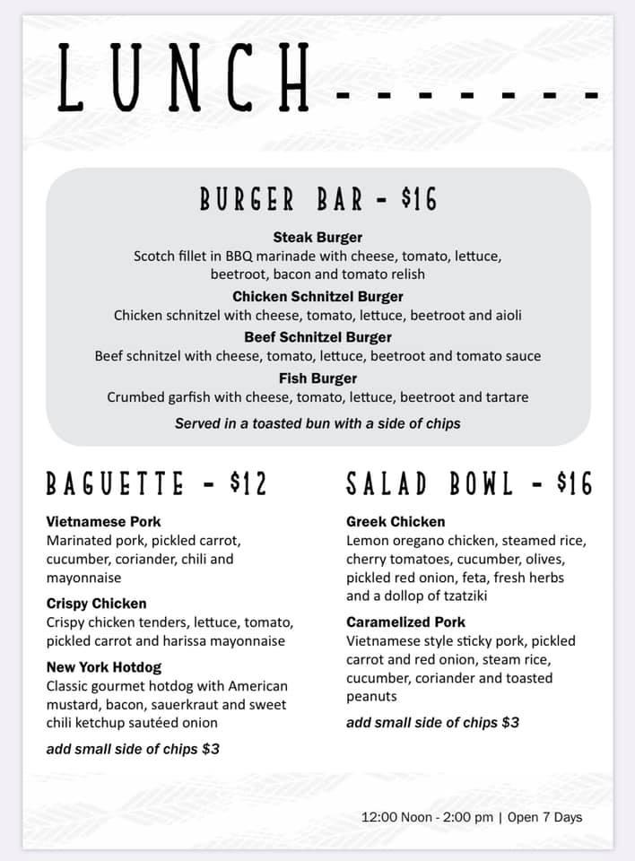 Menu at Cummins Hotel pub & bar, Cummins