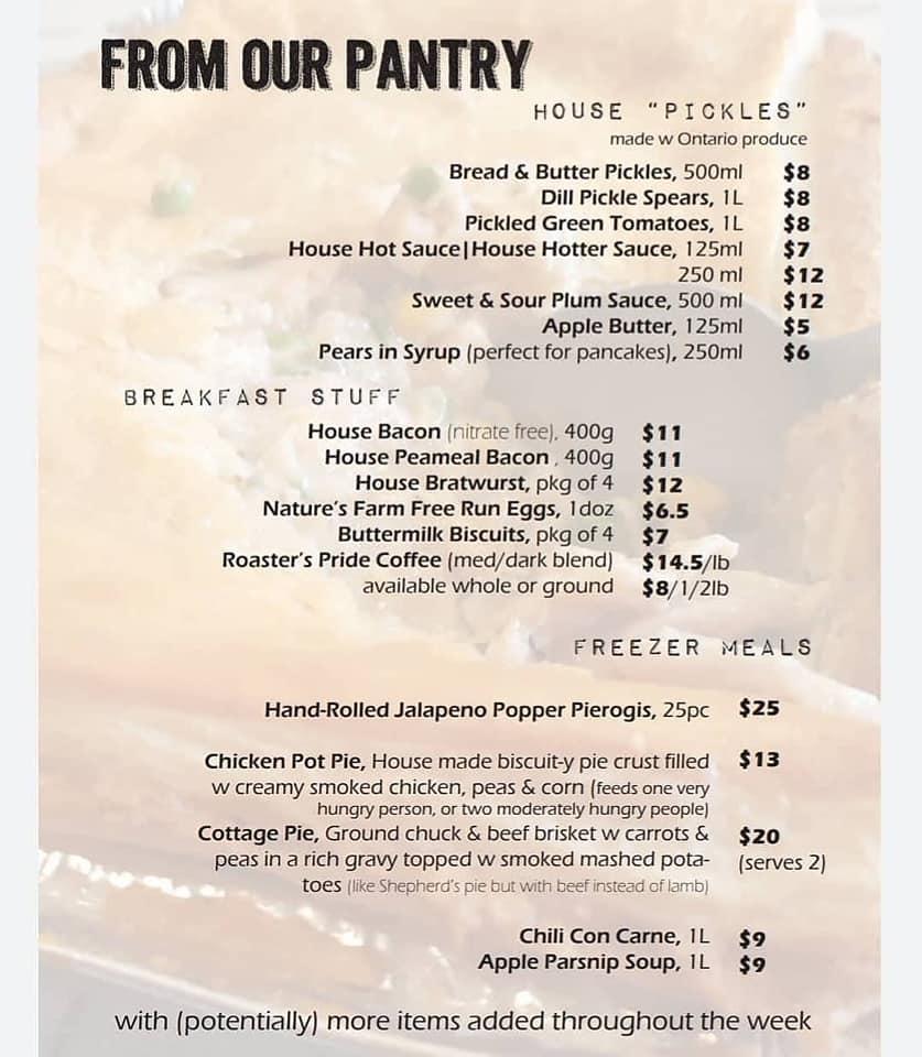 Menu at Dirty Food Eatery restaurant, Toronto