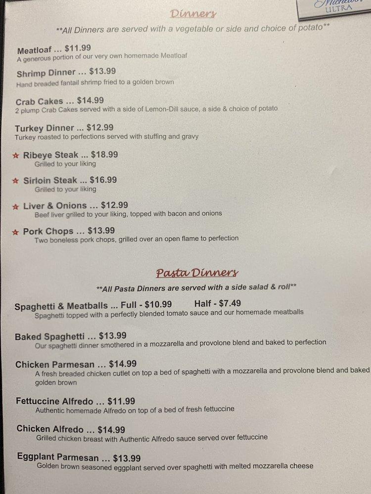 Menu at Eb's Eatery restaurant, Allegany