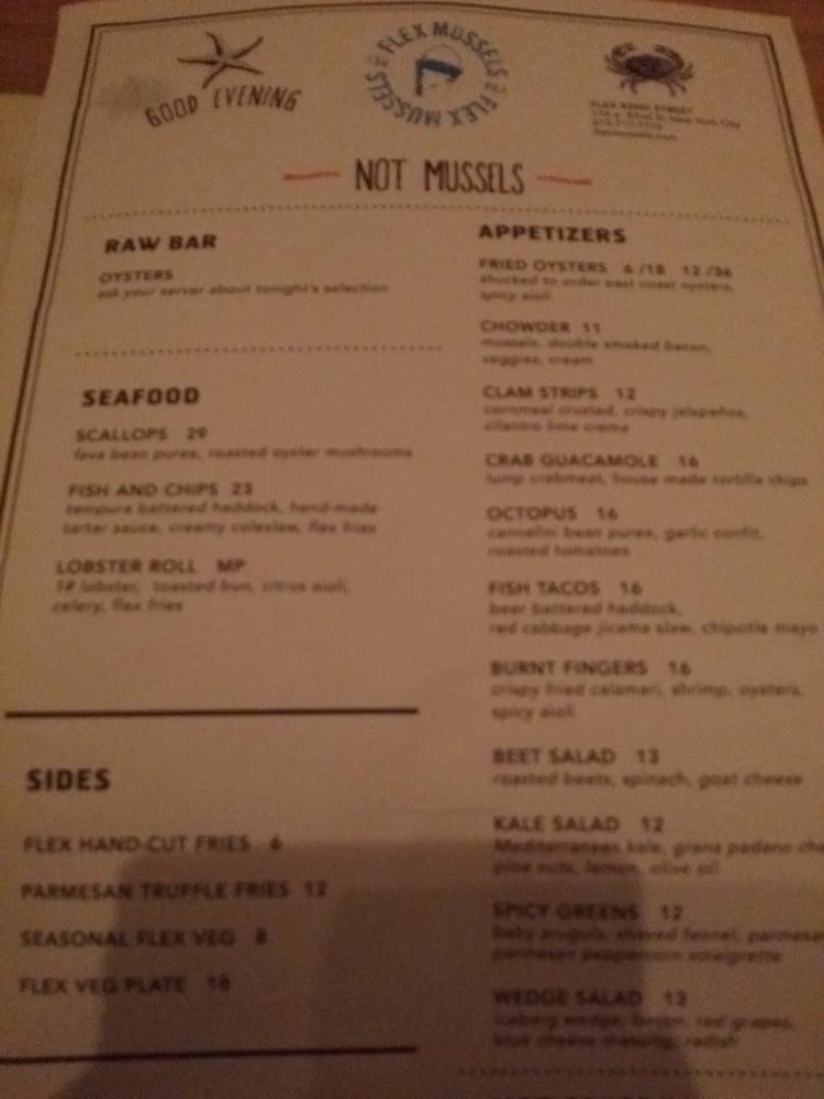 Menu at Flex Mussels desserts, New York City, 3rd Ave