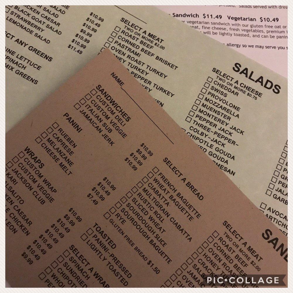 Menu at Jackson Market and Deli restaurant, Culver City