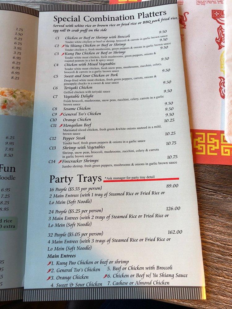 Menu at King's Chef Chinese Food restaurant, Mesa