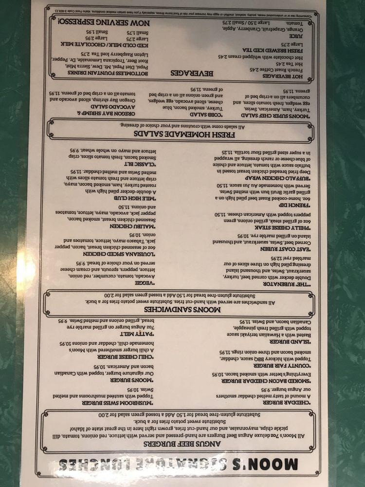 Menu at Moon's Kitchen Cafe, Boise, 712 W Idaho St