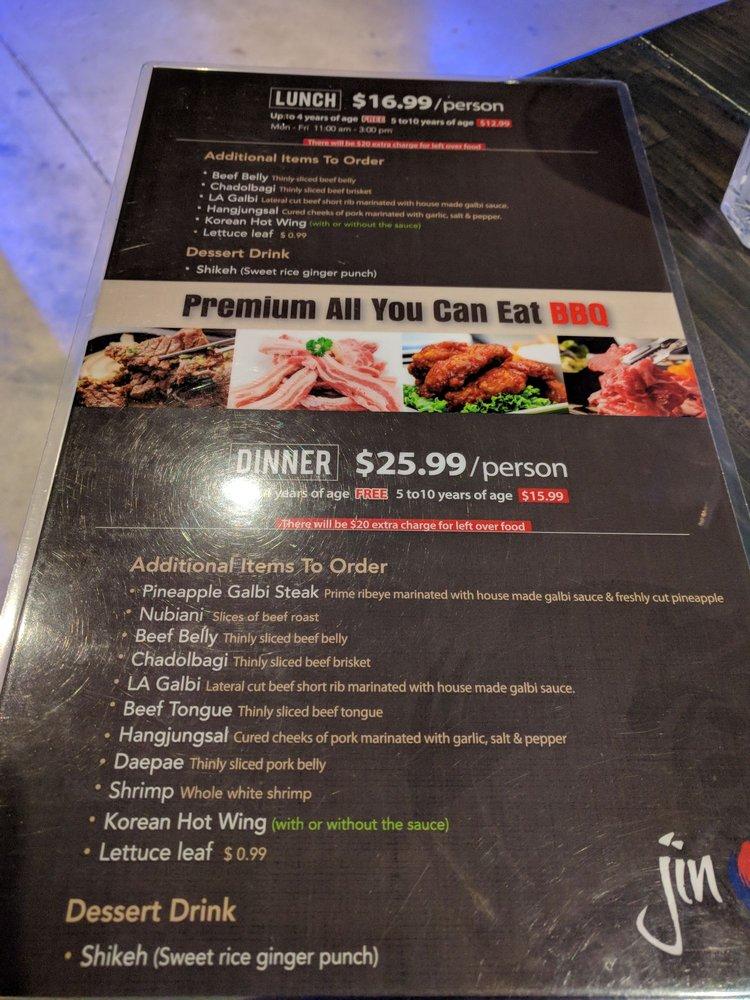 Menu at Bon KBBQ (Jin Korean BBQ), Houston, W Sam Houston Pkwy S Suite 168