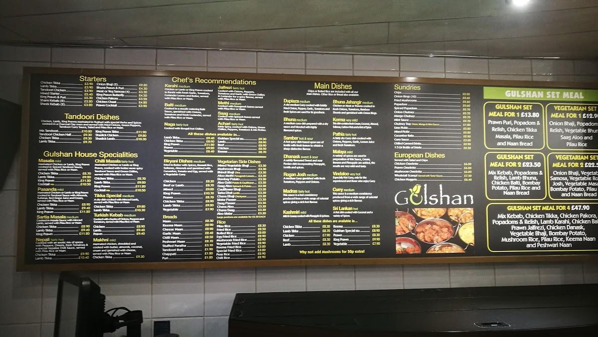 Menu at Gulshan Grill restaurant, Blackpool