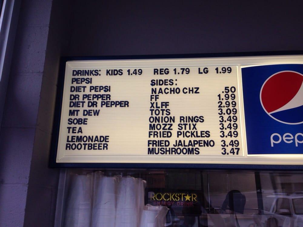 Menu at LC's Hamburgers restaurant, Kansas City, NW Prairie View Rd