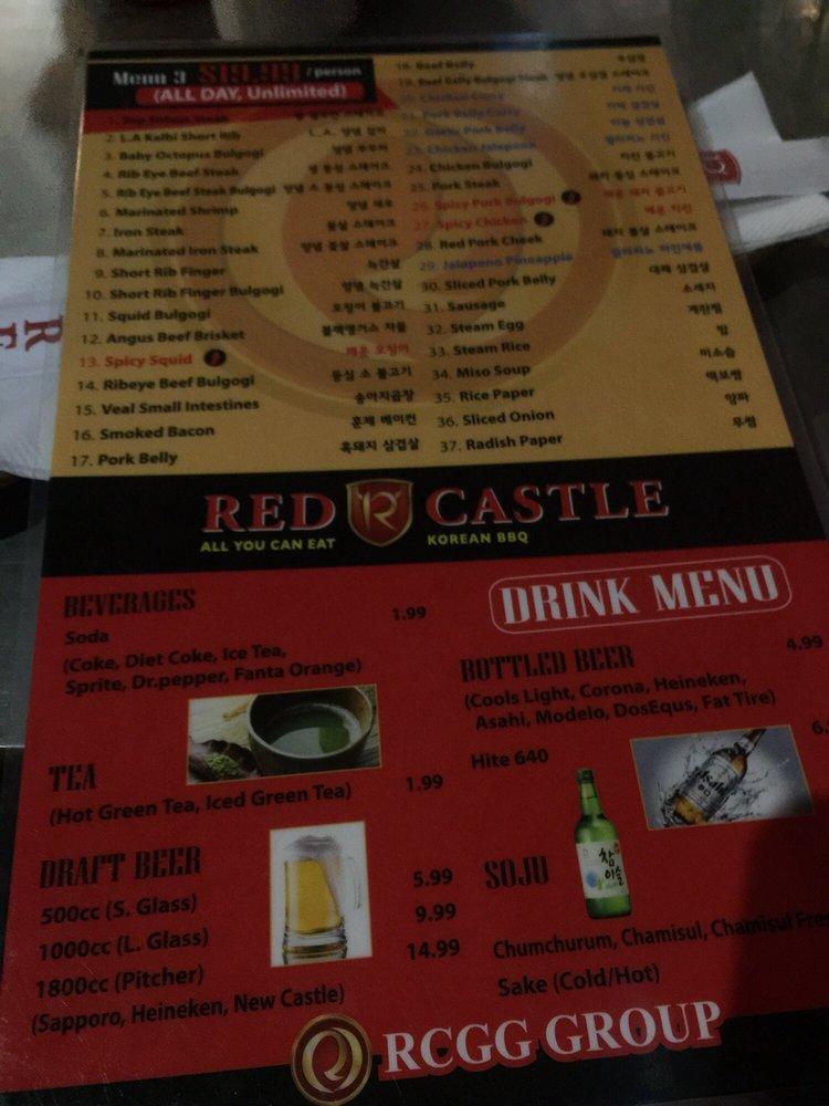 Menu at Red Castle Korean BBQ, Garden Grove