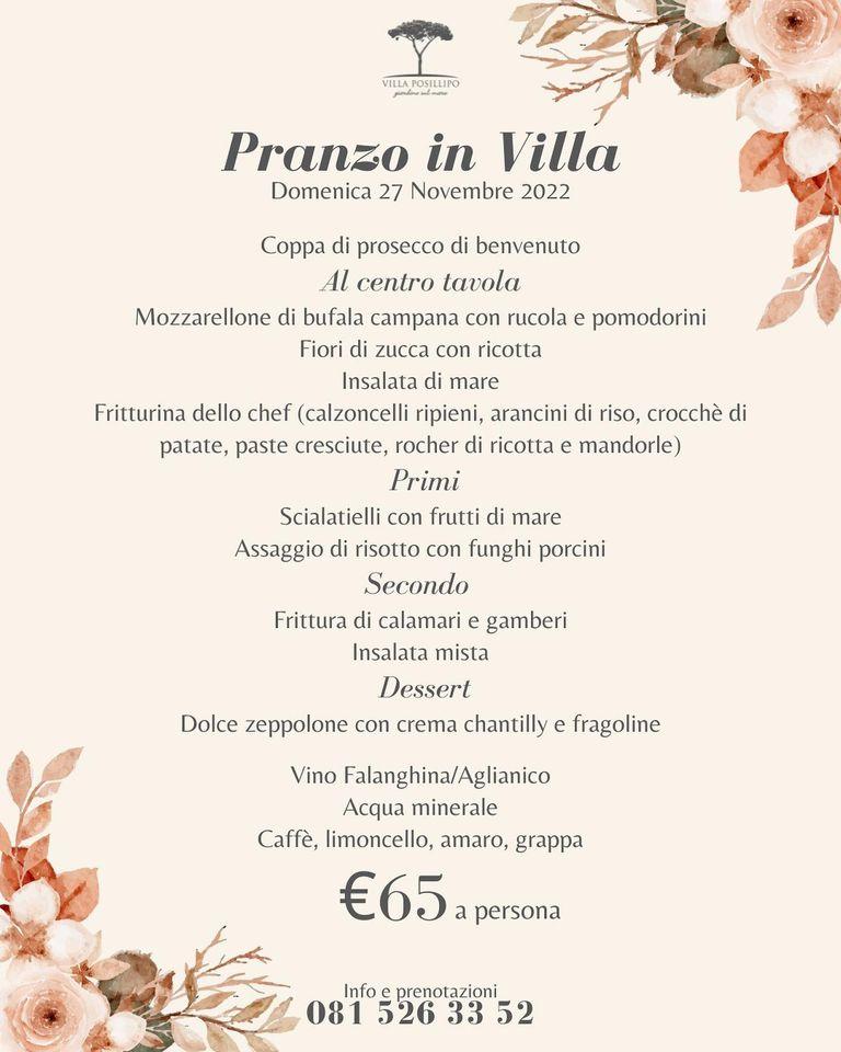 Menu da Villa Posillipo ristorante, Pozzuoli