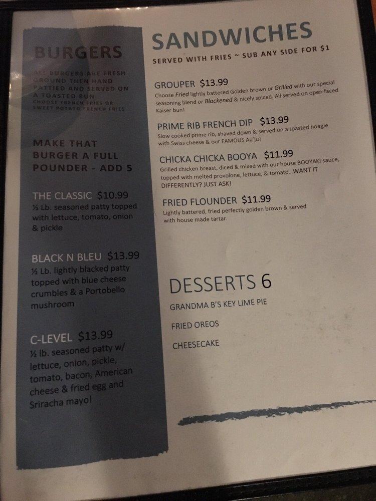 Menu at C Level - Seafood & Steakhouse Restaurant, Panama City Beach ...