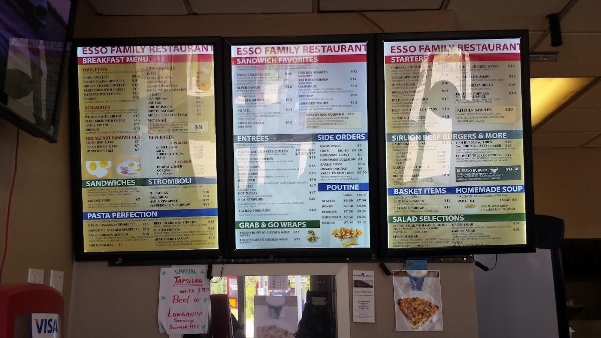 Menu at Esso Family Restaurant- Best restaurant in Grassland alberta ...