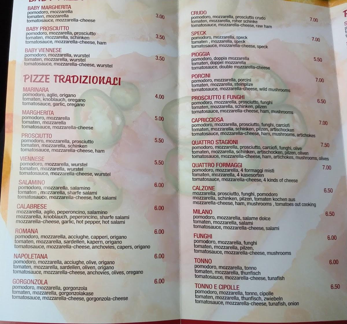 Menu da PIZZA X TE ristorante, Bezzecca