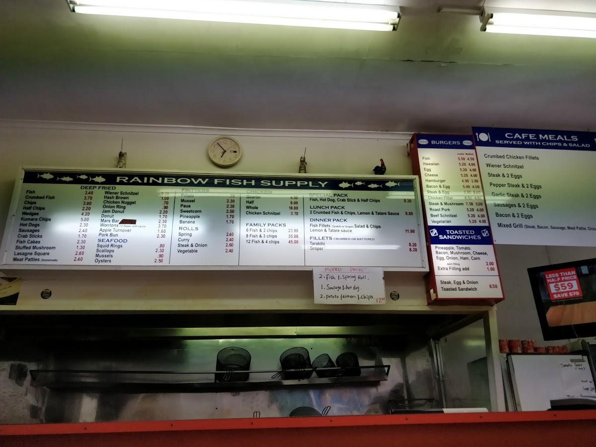 Menu at Rainbow Fish Supply restaurant, Wellington