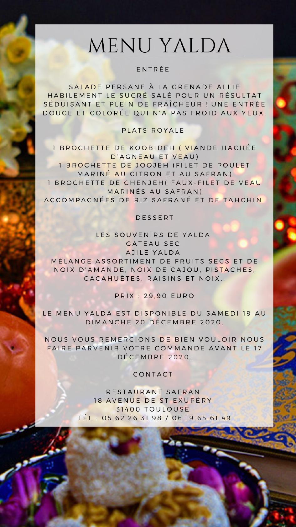 Menu at Restaurant Safran, Toulouse, 18 Av. Antoine de Saint-Exupéry