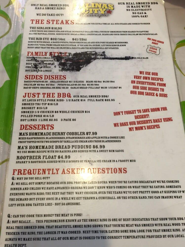 Menu at Salinas City BBQ, Salinas