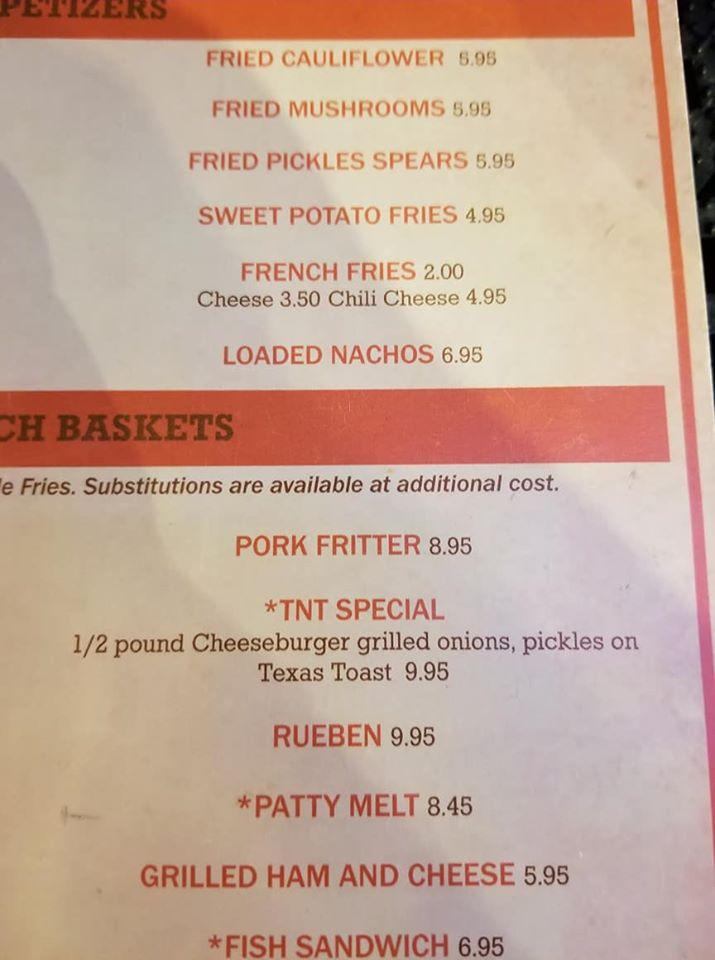 Menu at TNT Bar & Grill, Utica