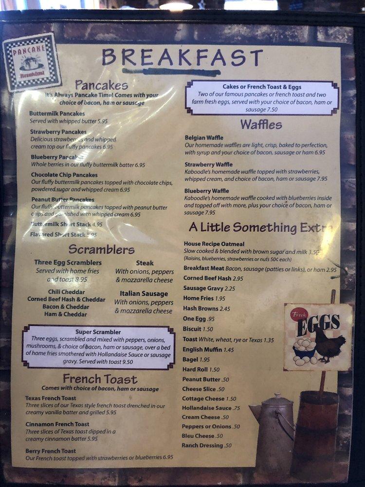 Menu at Kaboodles Kafe' cafe, Akron