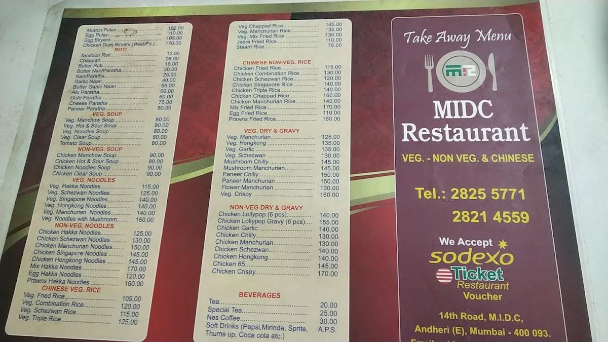 Menu at MIDC Restaurant, Mumbai, Plot Number 44