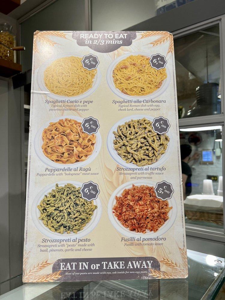 Carta de comida rápida Pastasciutta, Roma, Via delle Grazie