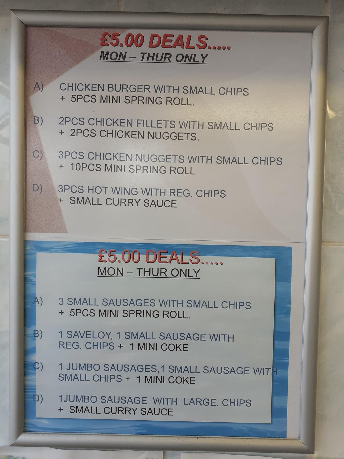 Menu at Silver Fish Bar, Norwich