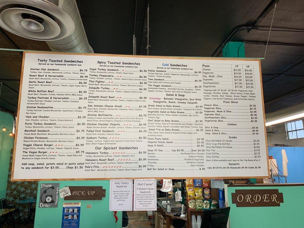 Menu at Station Cafe, San Antonio