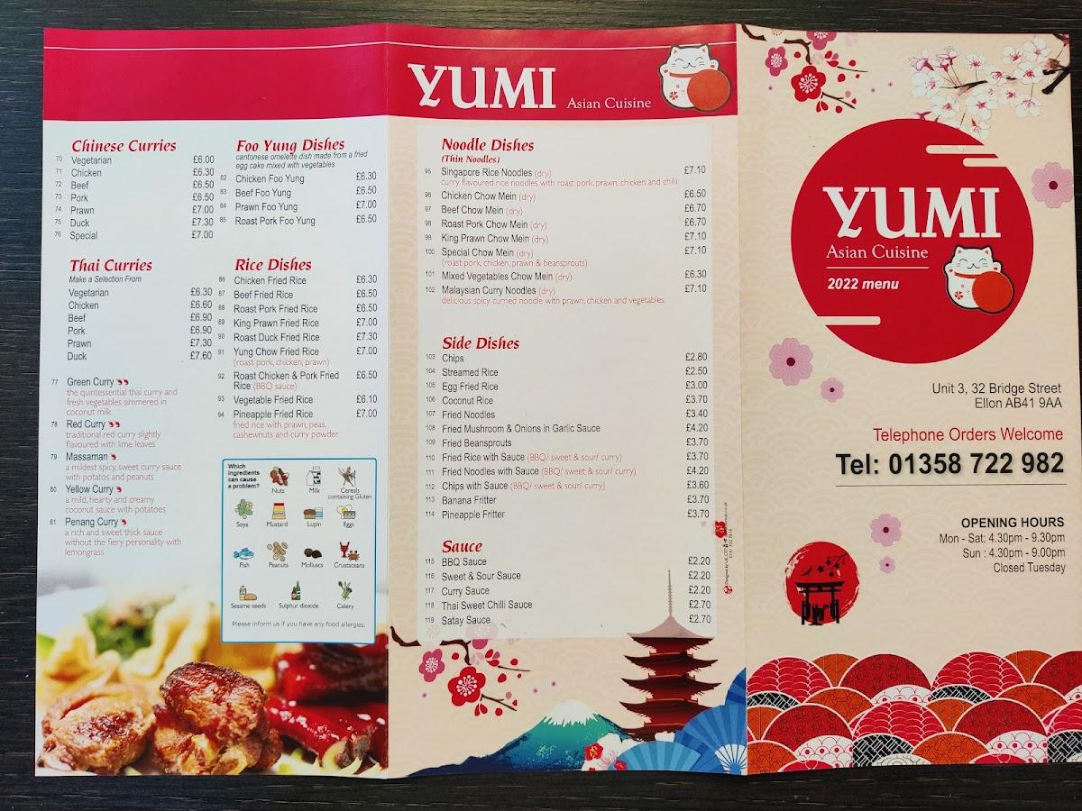 Menu at Yumi Asian Cuisine restaurant, Ellon