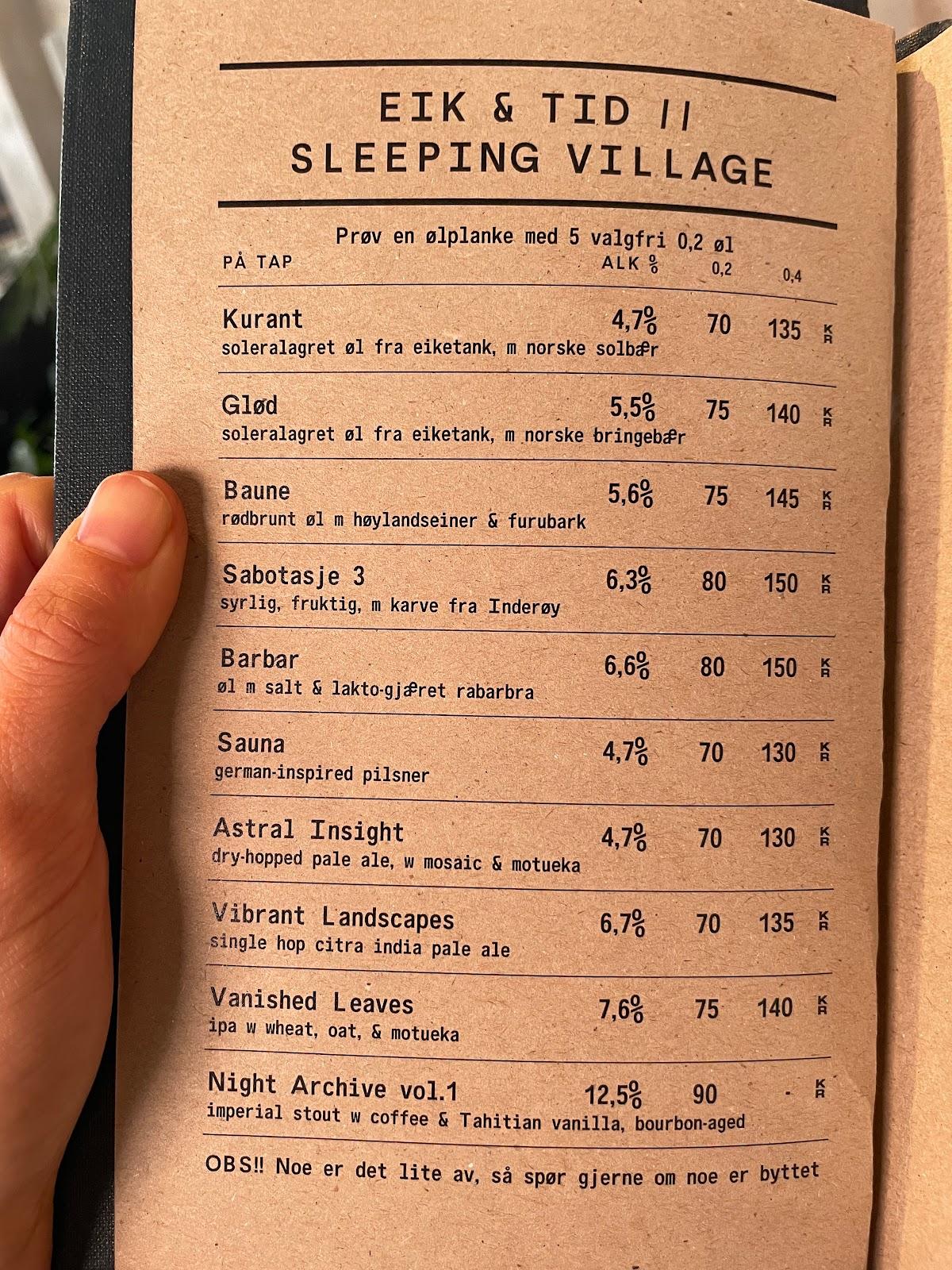 Menu at Håndslag pub & bar, Oslo