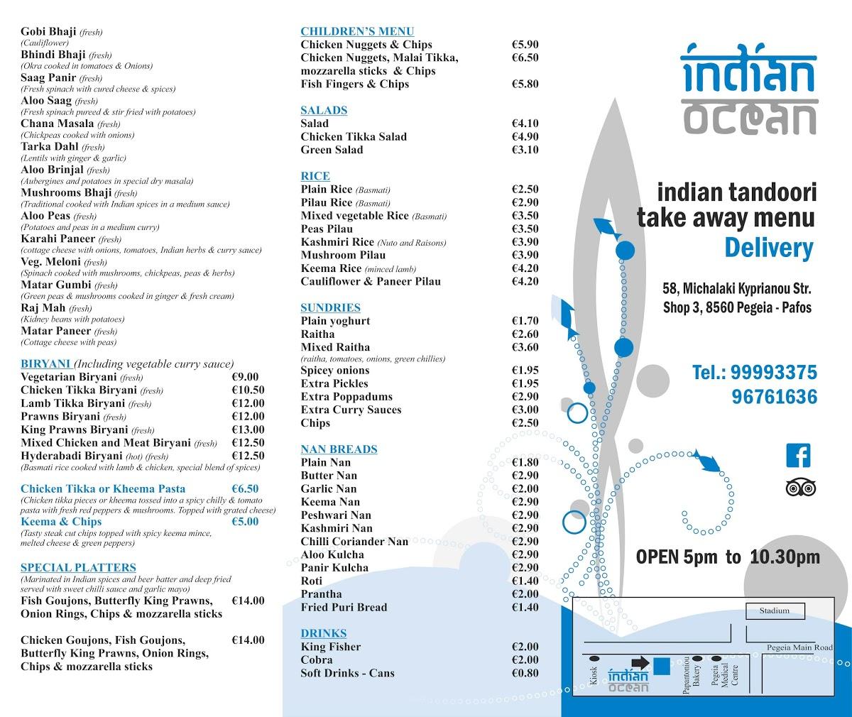 Carta de Indian Ocean Take Away, Peyia, 56b Michalaki