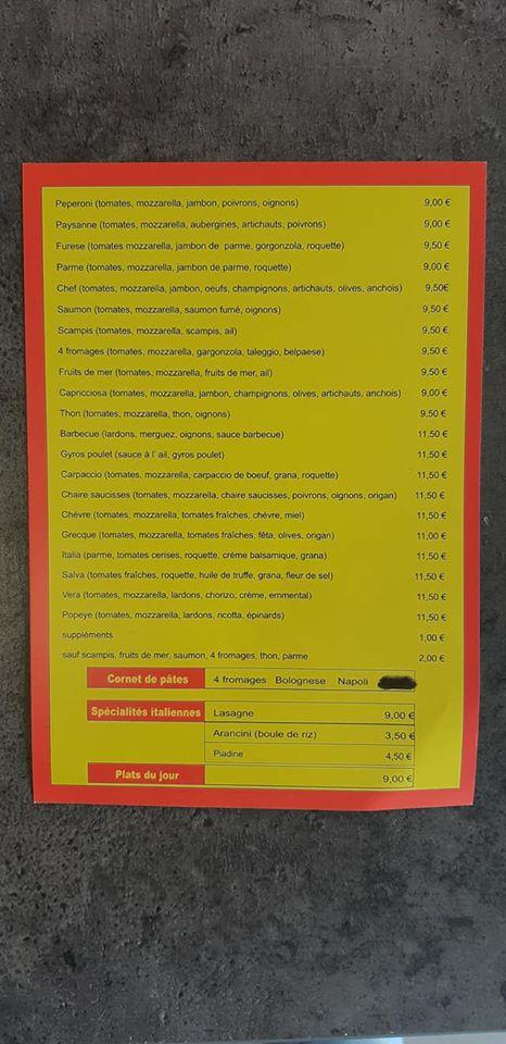 Speisekarte von Pizzeria Salento, Charleroi