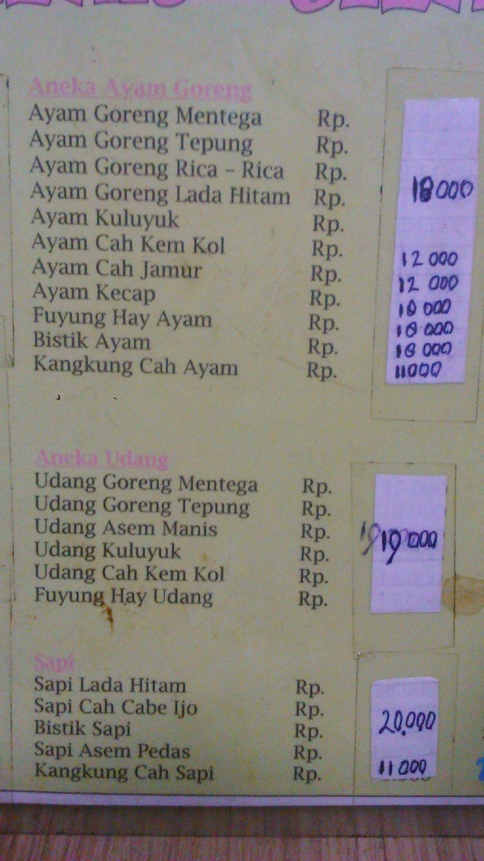 Menu at Pondok Gilar Gilar restaurant, Rancaekek