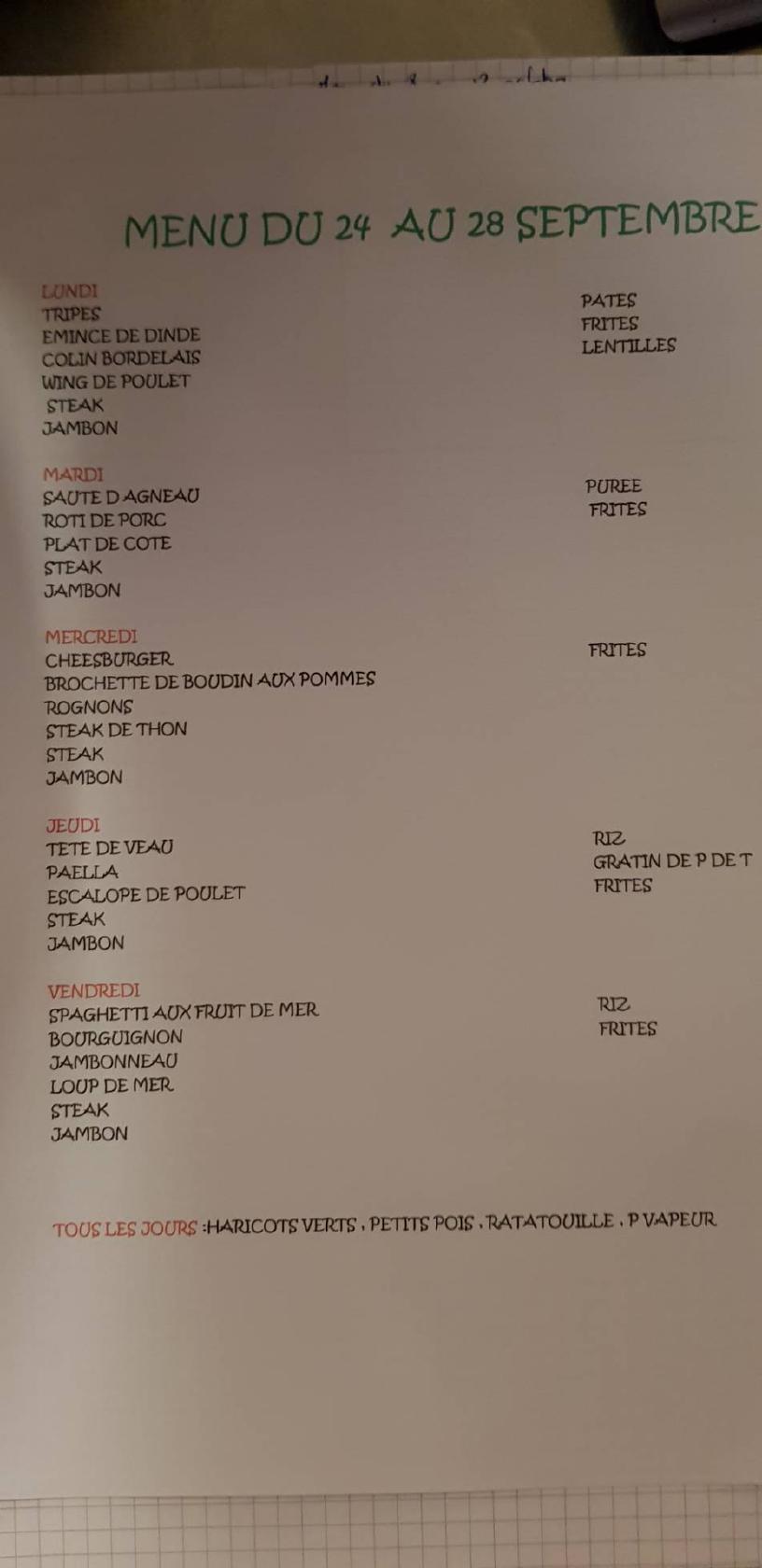 Menu au RESTAURANT CHEZ RENE, Canteleu