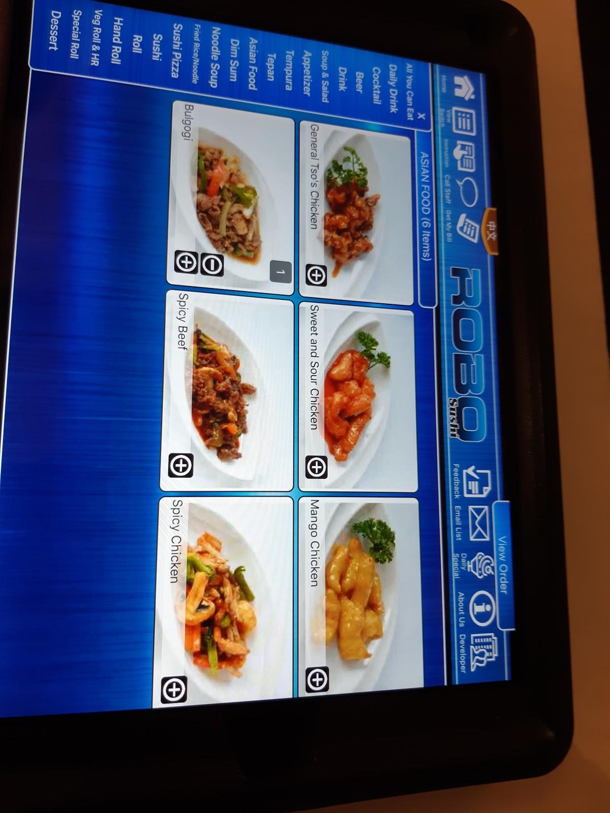 Menu at ROBO SUSHI restaurant, Toronto