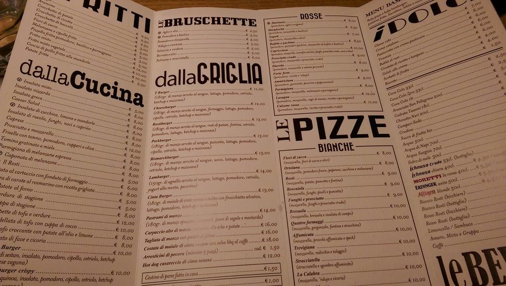 Menu da Rosti al Pigneto Ristorante Pizzeria, Roma