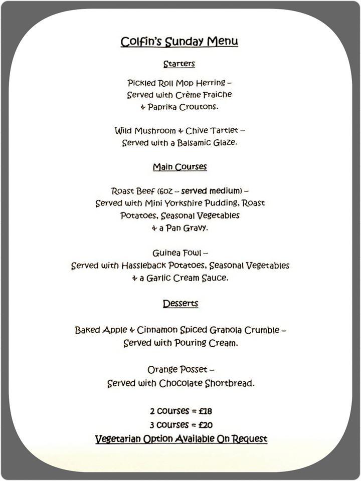 Menu at DINE at Dunskey Guest House Stranraer restaurant, Portpatrick