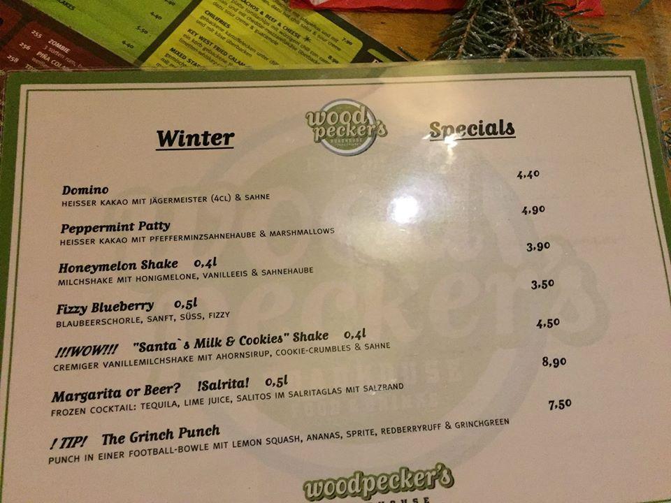 Menu at Woodpeckers Roadhouse pub & bar, Bottrop