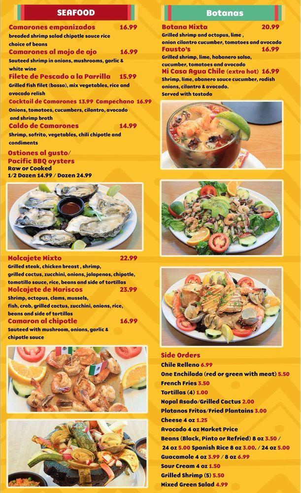 Menu at Mi Casa Café restaurant, San Rafael