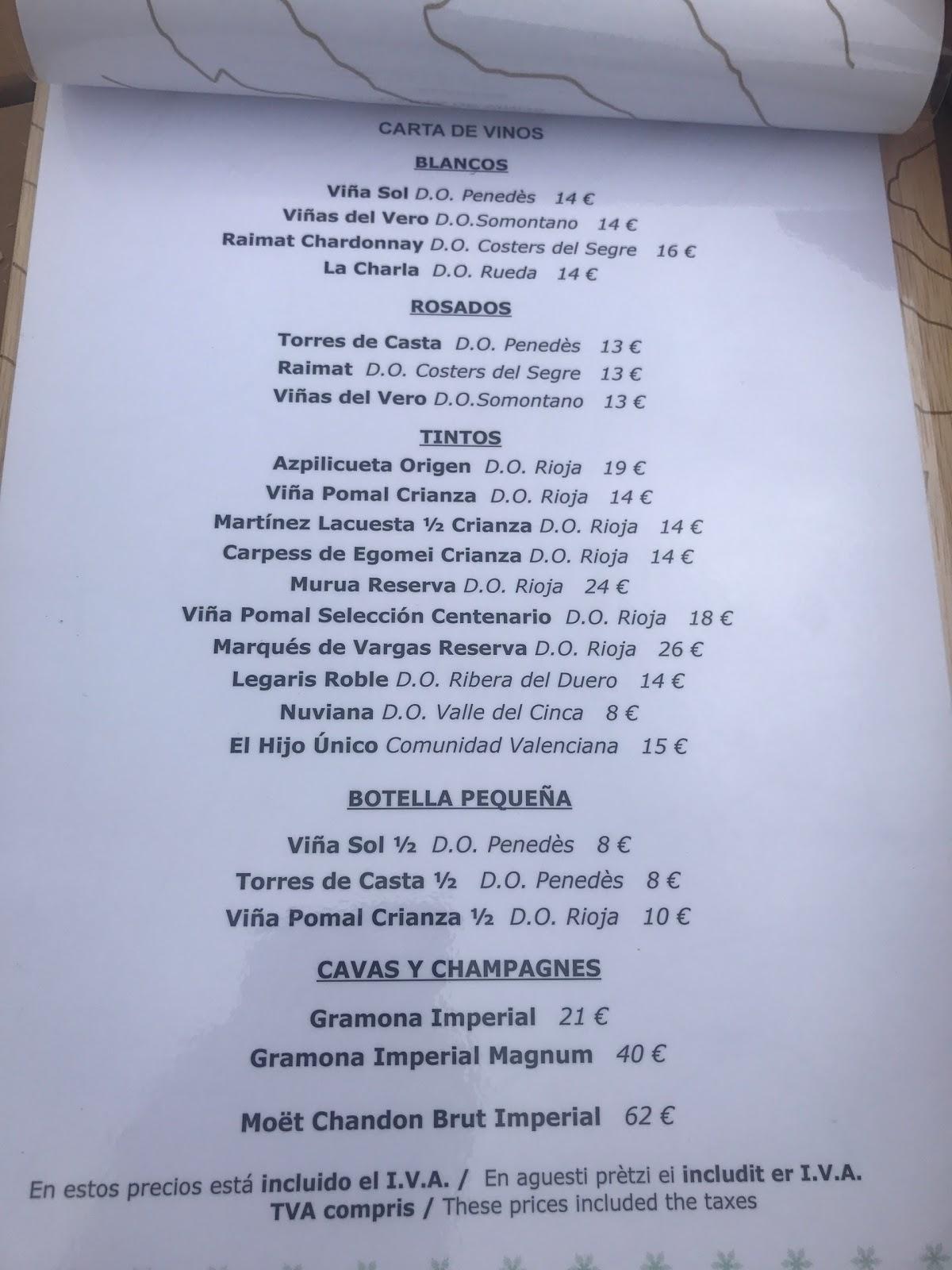 Carta de Restaurante La Borda Lobato by Ron Barceló, Baqueira, Núcleo ...