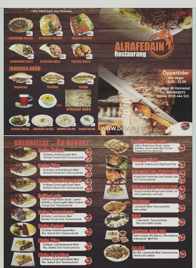 Menu at Al-RAFIDAIN restaurant, Halmstad