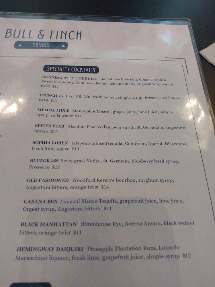 Carta de Bull & Finch, Mount Pleasant
