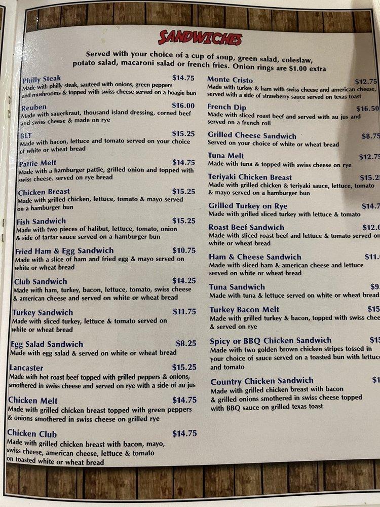Menu at King's Diner, Kodiak