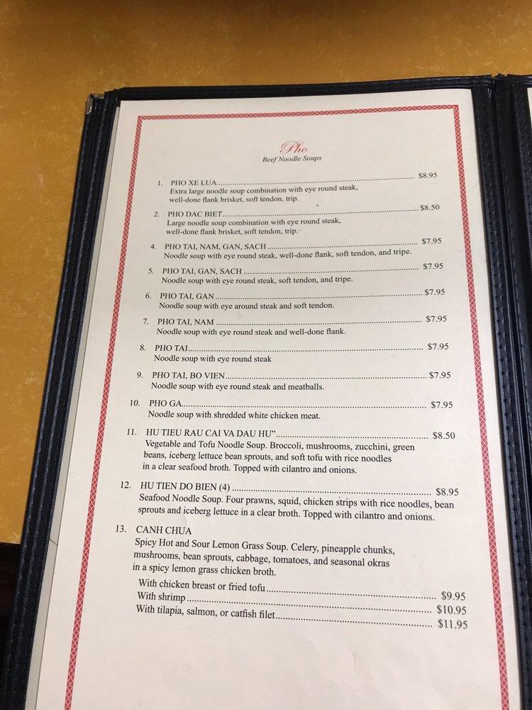 Menu at Minh Hai restaurant, Cranston