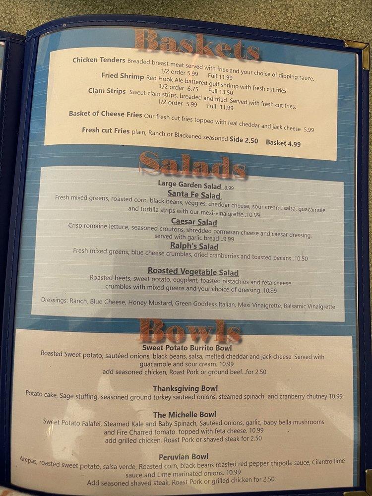 Menu at Ralph's Cafe, Brooks